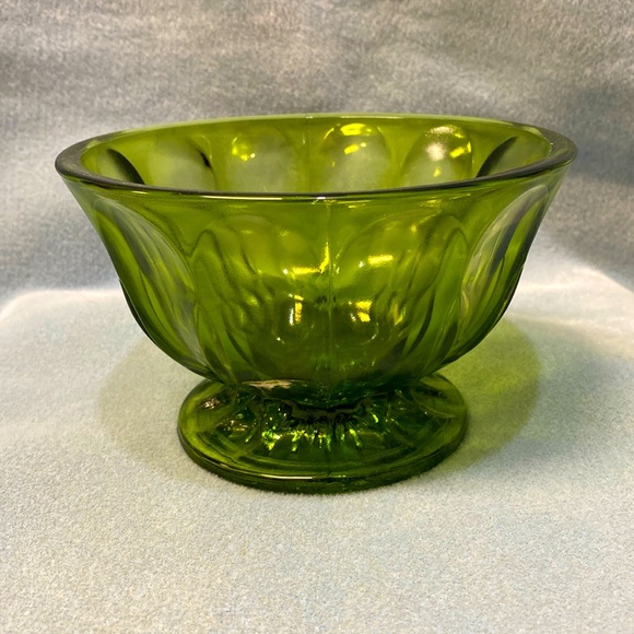 Indiana Glass | Dining | Indiana Glass Avocado Green Footed Compote ...